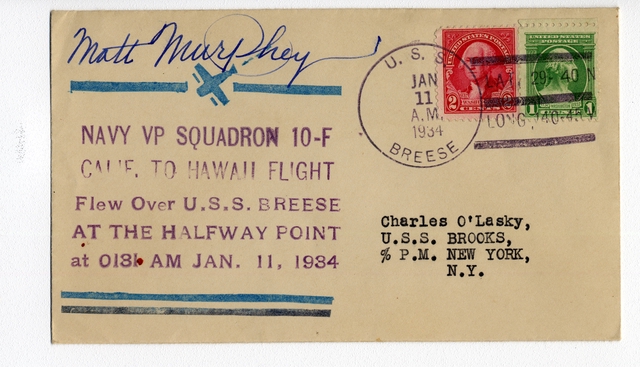 Objects | airmail flight cover: First U.S. Navy Squadron flight, San ...