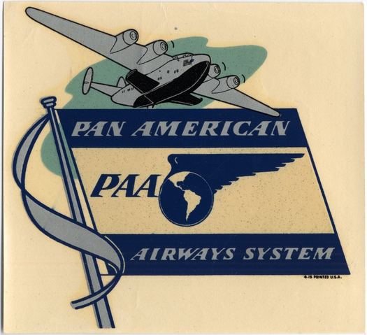 Objects | luggage label: Pan American World Airways | SFO Museum