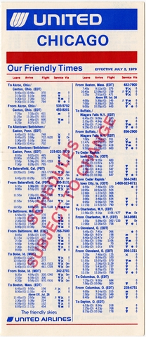 Objects | timetable: United Airlines, Chicago | SFO Museum
