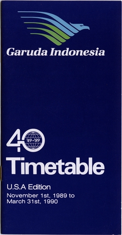 Objects | timetable: Garuda Indonesia, U.S.A. edition | SFO Museum