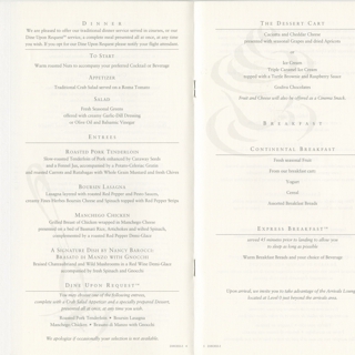 Objects | menu: American Airlines, business class | SFO Museum