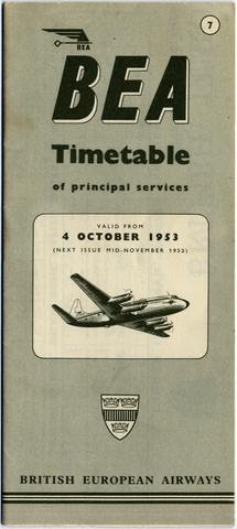 Objects | timetable: BEA (British European Airways) | SFO Museum
