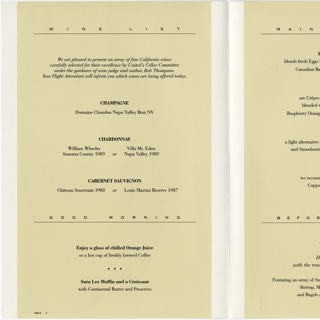 Objects | menu: United Airlines, First Class | SFO Museum
