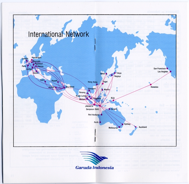 Objects | timetable: Garuda Indonesia, U.S.A. edition | SFO Museum