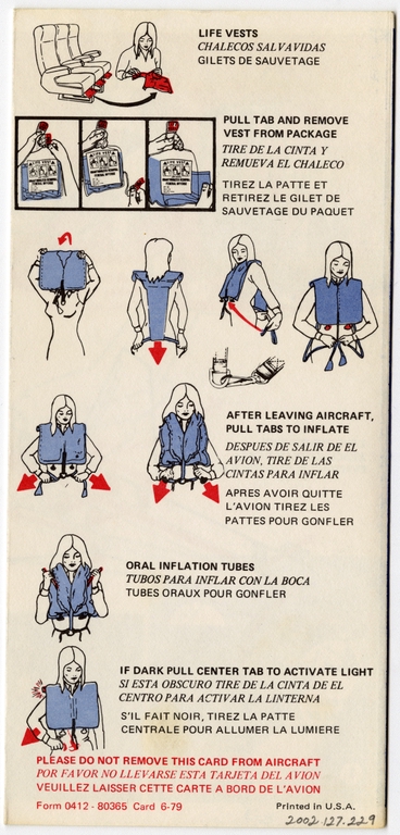 Objects | safety information card: Delta Air Lines, Boeing 727-200 ...