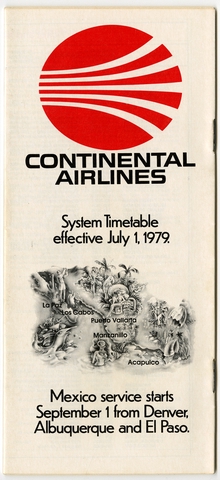 Objects | timetable: Continental Airlines | SFO Museum