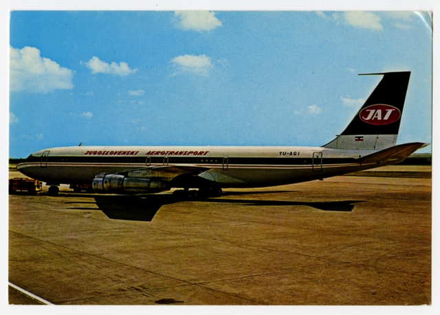 Objects | postcard: JAT Yugoslav Airlines, Boeing 707 | SFO Museum