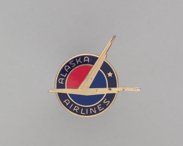 Objects | flight attendant hat badge: Alaska Airlines | SFO Museum
