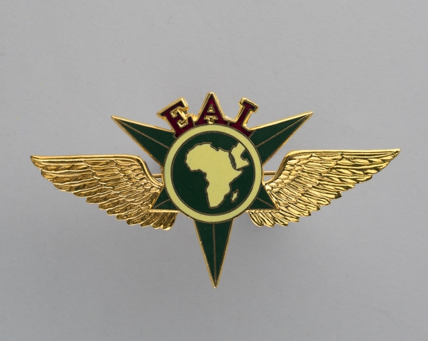 Objects | flight officer cap badge: Ethiopian Air Lines | SFO Museum