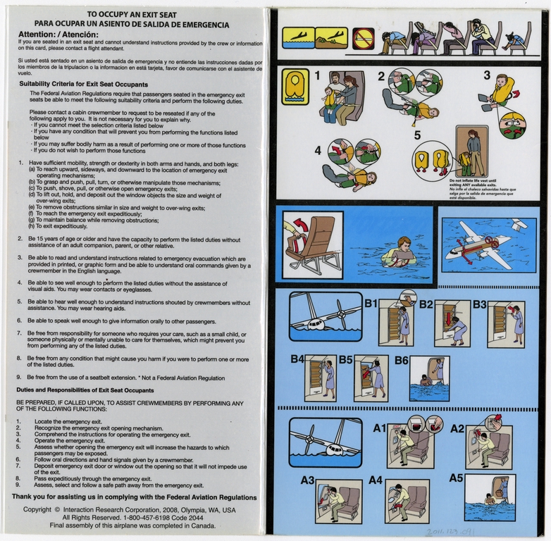 Objects | safety information card: Horizon Air, de Havilland DHC-8 Dash ...